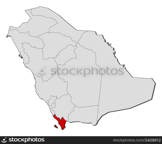 Map of Saudi Arabia, Jizan highlighted. Political map of Saudi Arabia ...
