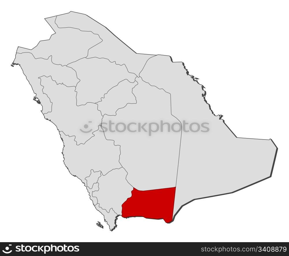 Map of Saudi Arabia, Najran highlighted. Political map of Saudi Arabia ...