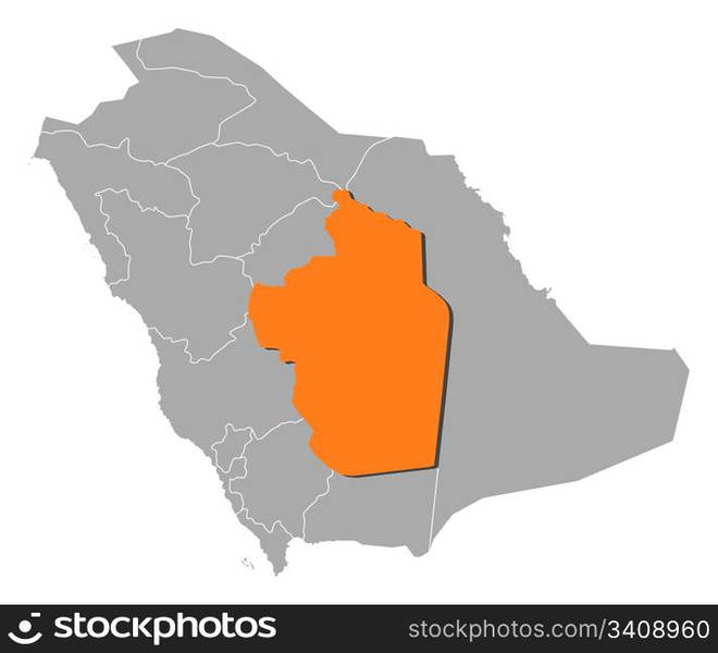 Map of Saudi Arabia, Eastern Province highlighted. Political map of ...