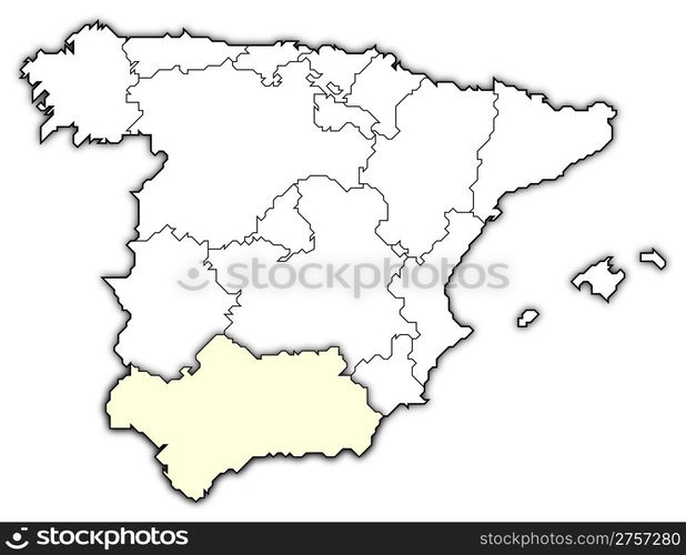 Map of Spain, Andalusia highlighted. Political map of Spain with the ...