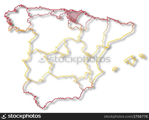 Map of Spain, Basque Country highlighted. Political map of Spain with ...
