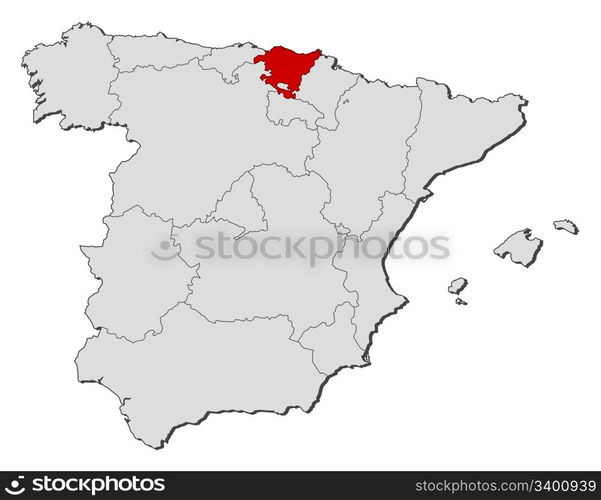 Map of Spain, Basque Country highlighted. Political map of Spain with ...