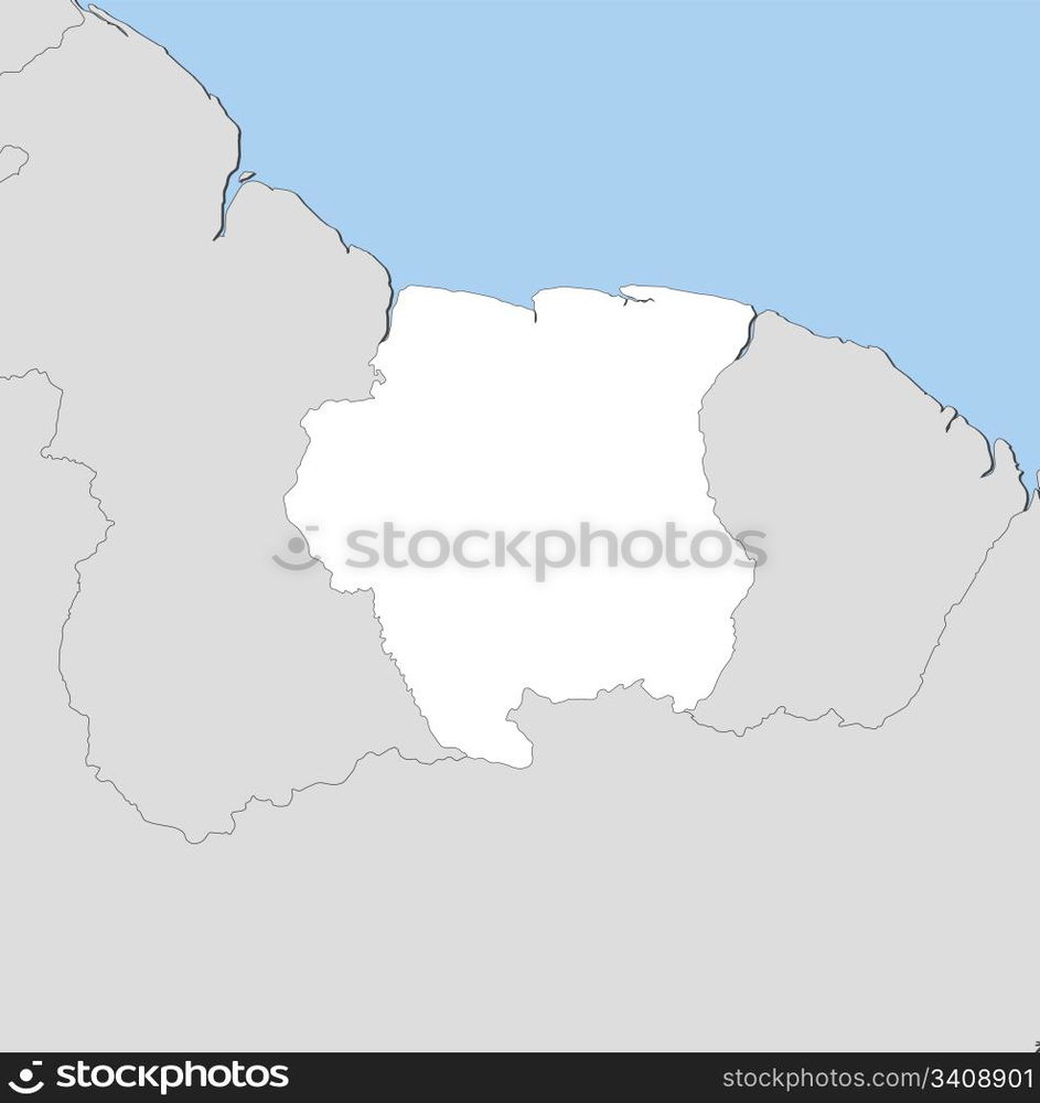 Map of Suriname. Political map of Suriname with the several districts ...