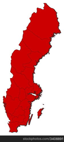 Map of Sweden. Political map of Sweden with the several provinces ...