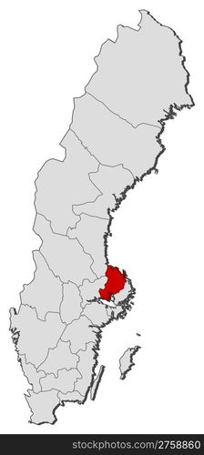 Map of Sweden, Uppsala County highlighted. Political map of Sweden with ...