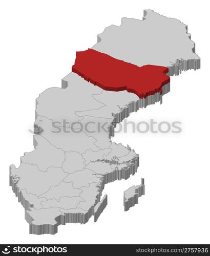 Map of Sweden, Vasterbotten County highlighted. Political map of Sweden ...