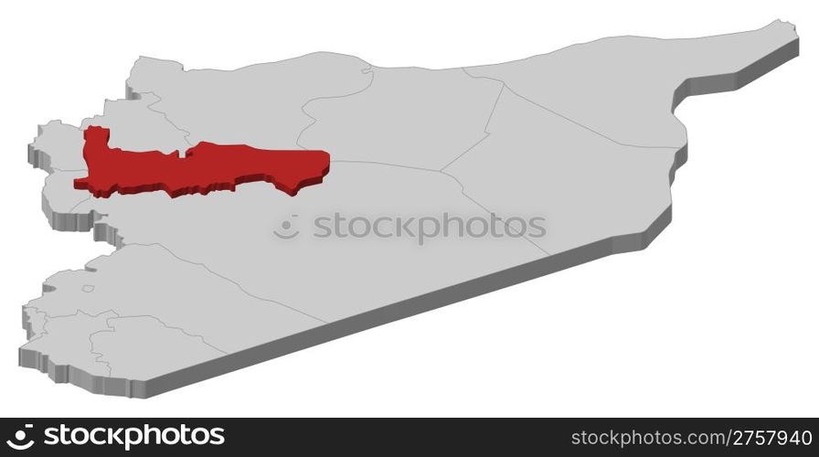Map of Syria, Hama highlighted. Political map of Syria with the several ...