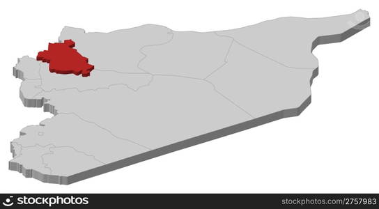 Map of Syria, Hama highlighted. Political map of Syria with the several ...