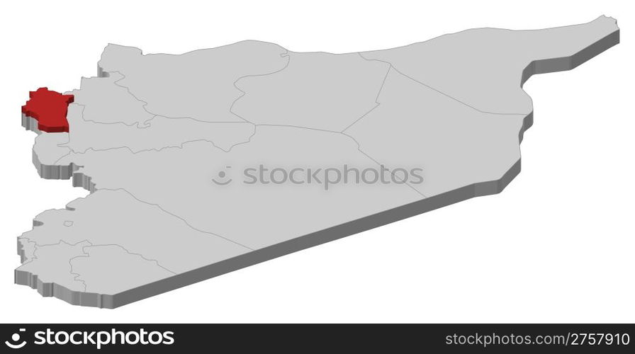 Map of Syria, Latakia highlighted. Political map of Syria with the ...