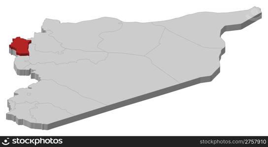 Map of Syria, Hama highlighted. Political map of Syria with the several ...