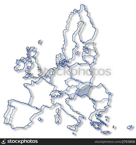 Map of the European Union, Hungary highlighted. Political map of the ...