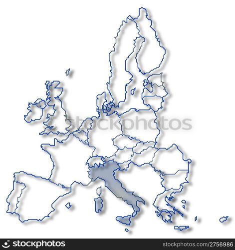 Map of the European Union, Italy highlighted. Political map of the ...