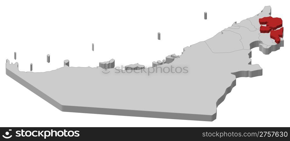 Map of the United Arab Emirates, Fujairah highlighted. Political map of ...