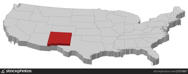 Map of the United States, Oklahoma highlighted. Political map of United ...