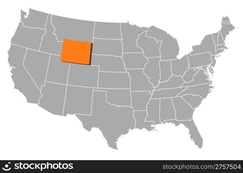 Map of the United States, Utah highlighted. Political map of United ...