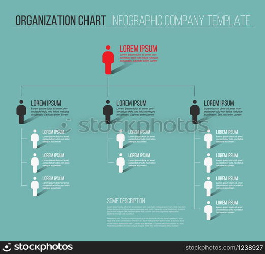 Minimalist company organization hierarchy 3d chart template - teal ...