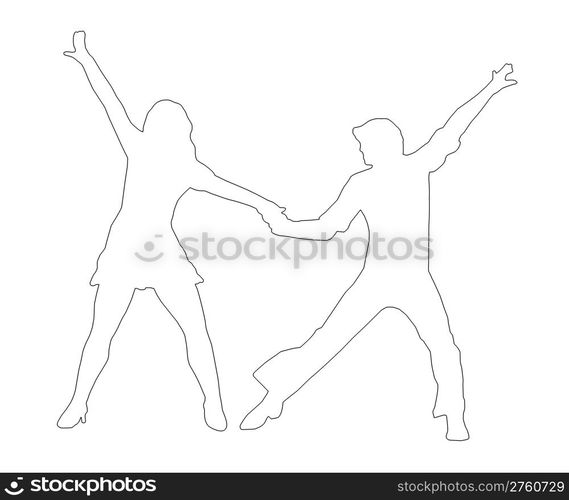 Outline Dancing Couple Silhouette in 1970s dance Pose — Stockphotos.com