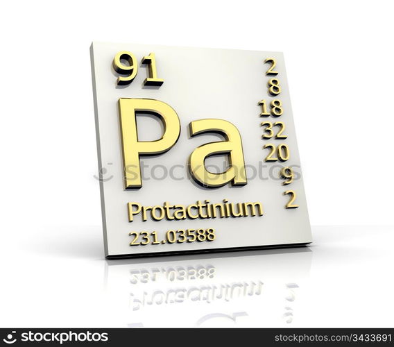 Protactinium form Periodic Table of Elements - 3d made — Stockphotos.com