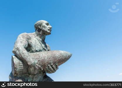 Statue of famous Turkish Corporal, Seyit Cabuk (Seyit Onbasi) carrying ...