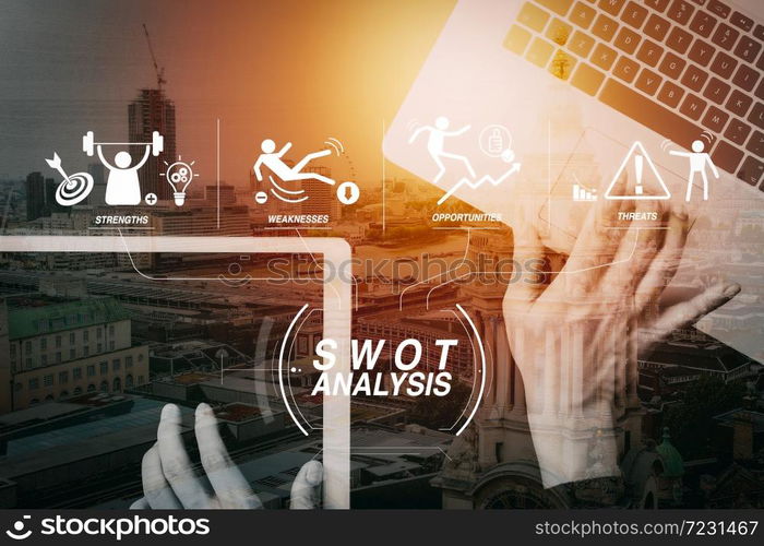 SWOT Analysis virtual diagram with Strengths, weaknesses, threats and ...