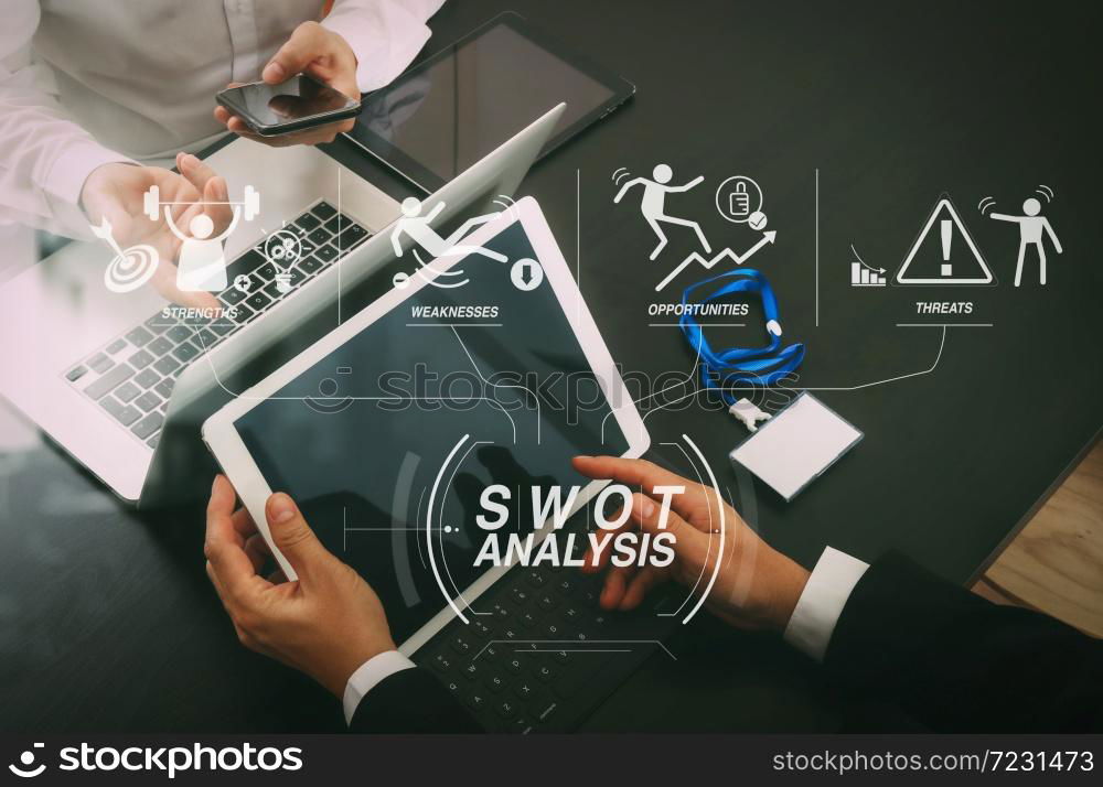 SWOT Analysis virtual diagram with Strengths, weaknesses, threats and ...