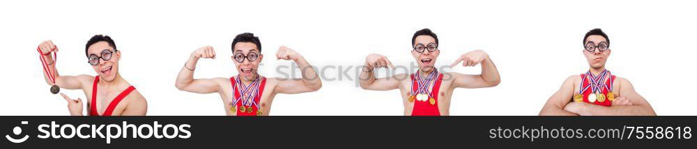 The funny wrestler with winners gold medal. Funny wrestler with winners ...