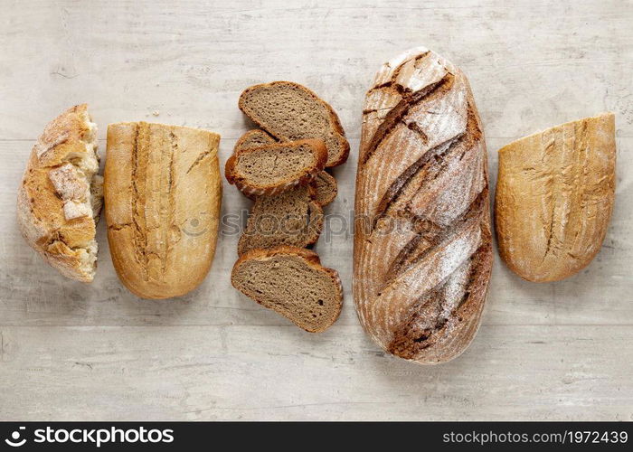 top view different types bread. High resolution photo. top view ...