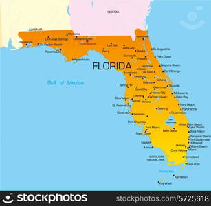 Vector color map of Florida state. Usa — Stockphotos.com