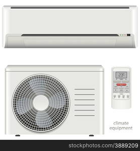 Air conditioner realistic set with cooling and ventilation equipment ...