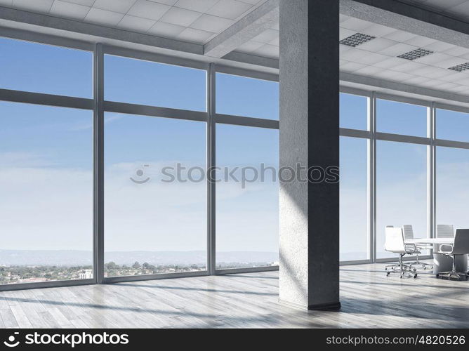 White office interior. Background of office interior and panoramic ...