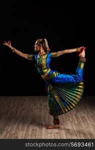 Young beautiful woman dancer exponent of Indian classical dance ...